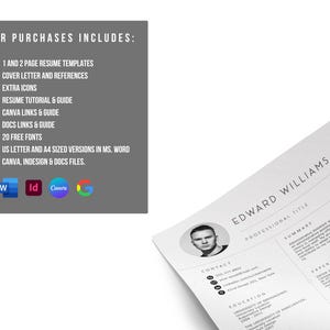 Professional Resume Template With Photo for Word, Google Docs, Canva ...