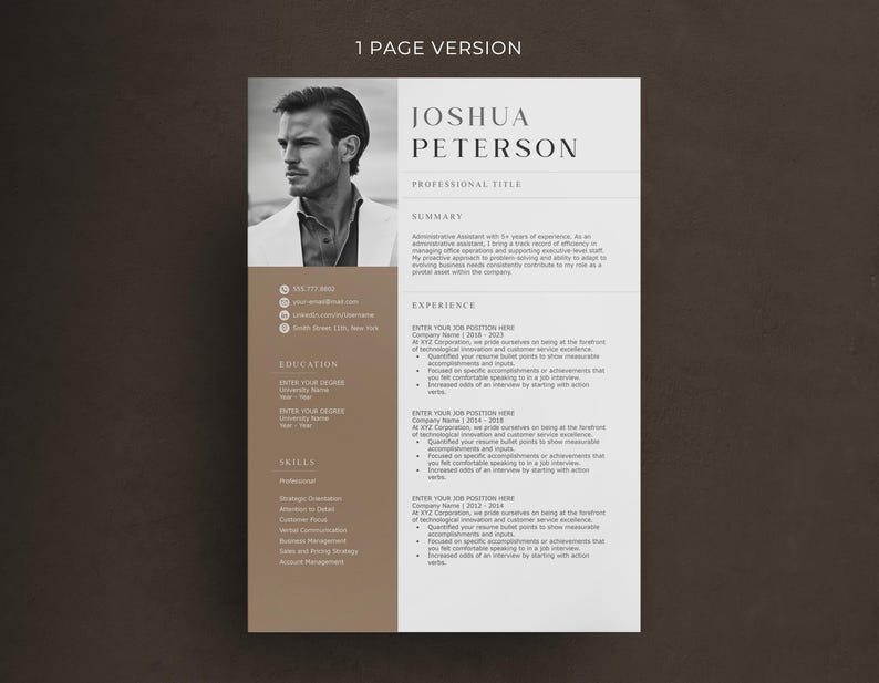 Editable Professional Resume Template for Word, Google Docs, Canva ...