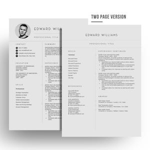 Professional Resume Template With Photo for Word, Google Docs, Canva ...