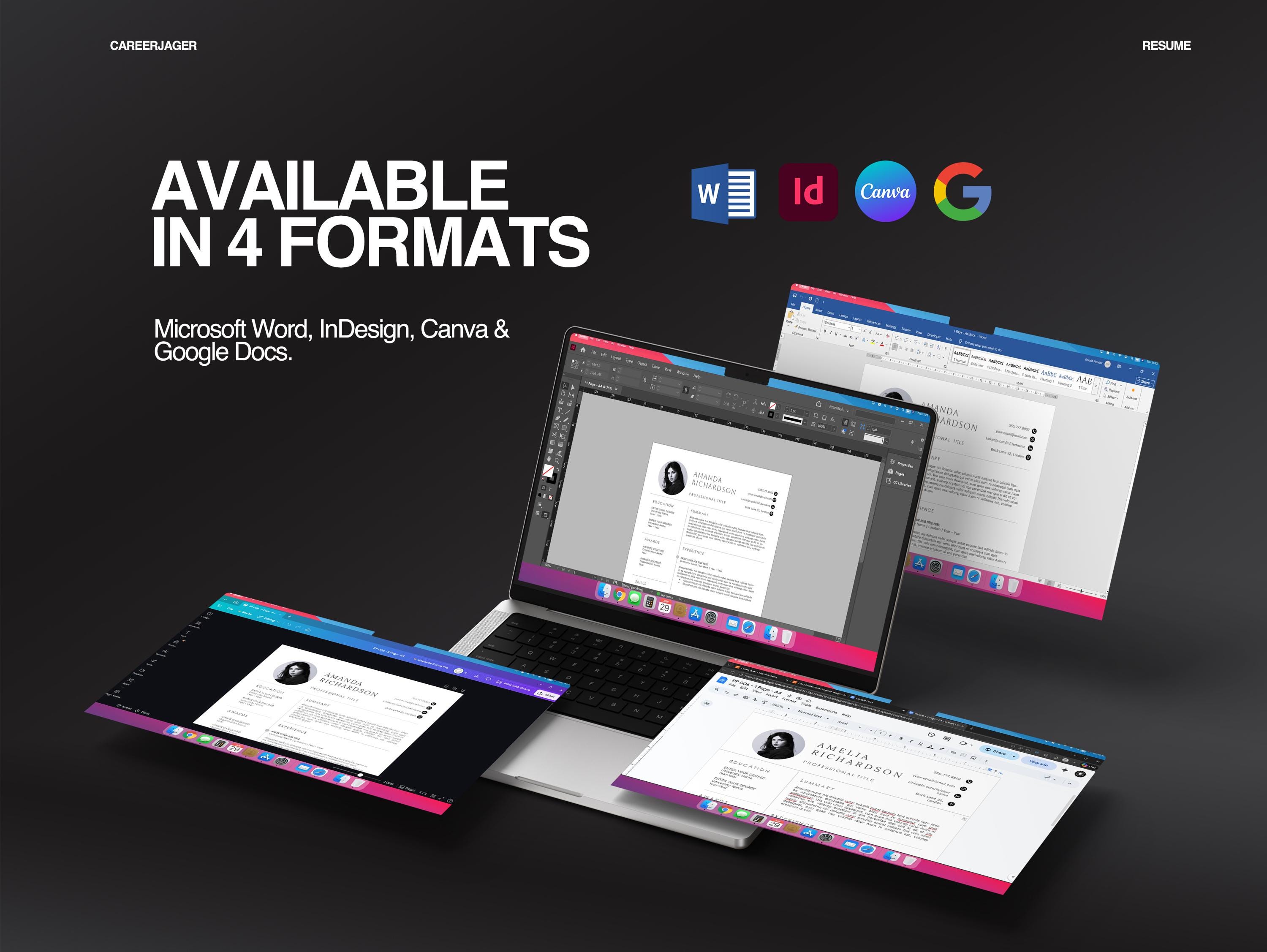 Professional Resume Template With Photo for Word, Google Docs, Canva ...