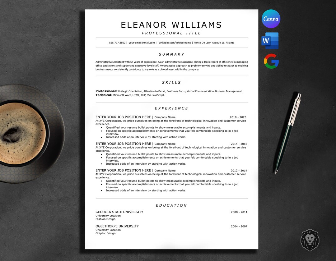 Plantilla de currículum ATS para Word Plantilla de currículum ...