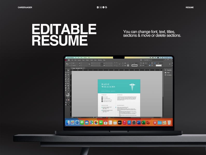 Editable Nurse Resume Template | Indesign, Word, Google Docs, Canva ...