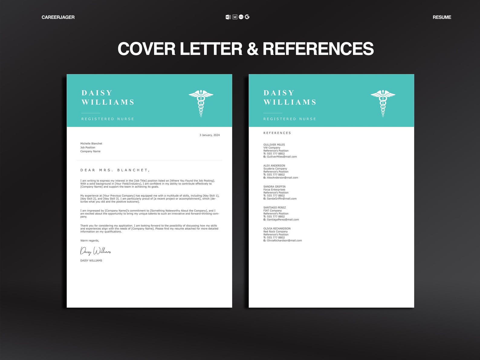 Editable Nurse Resume Template | Indesign, Word, Google Docs, Canva ...
