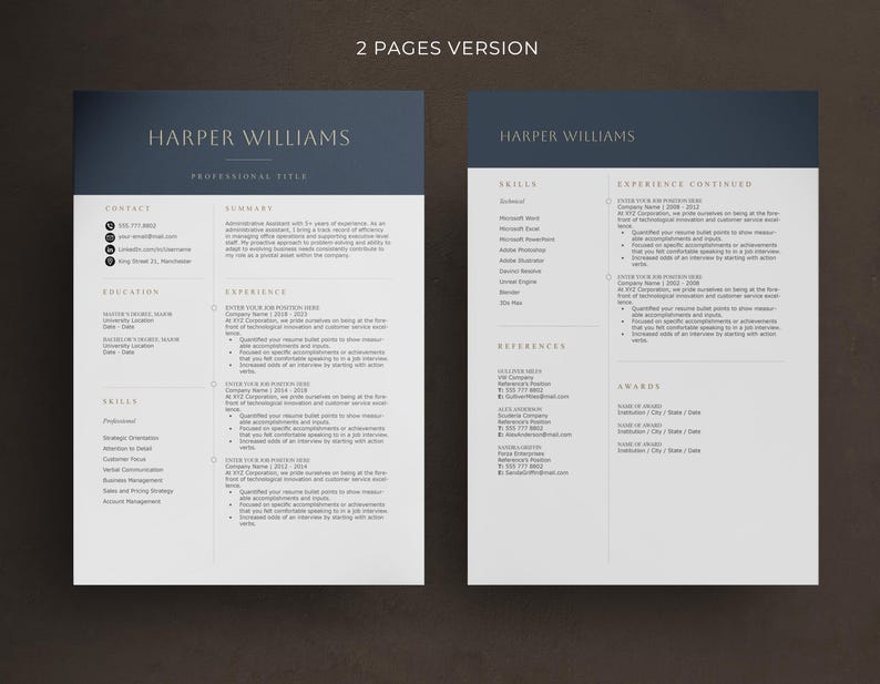 Professional Executive Resume Template | Word, Google Docs, Canva ...