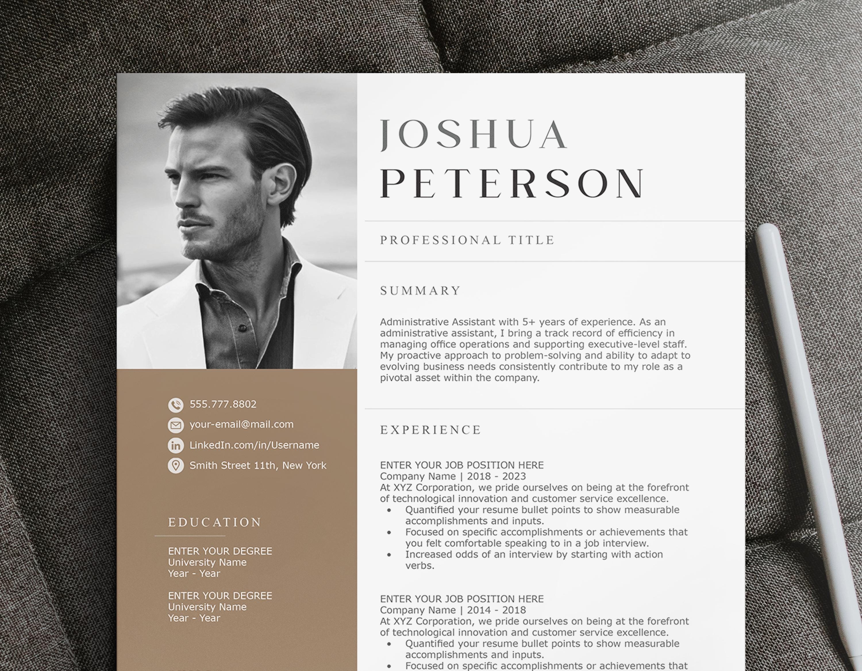 Editable Professional Resume Template for Word, Google Docs, Canva ...