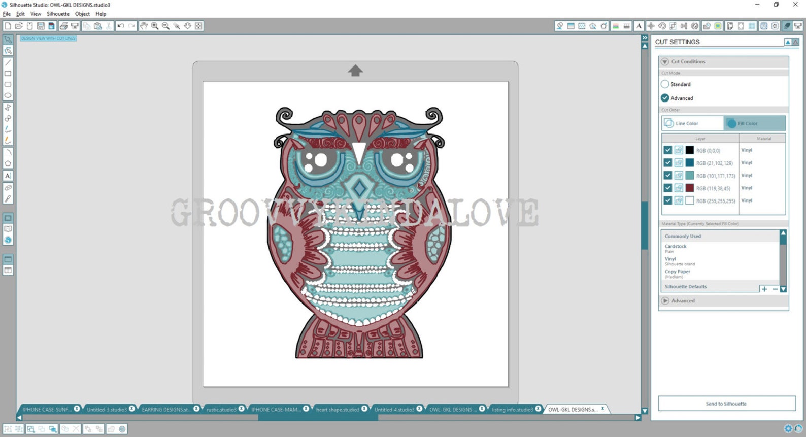 Owl Design Instant Download for Electronic Cutters Silhouette Cricut ...