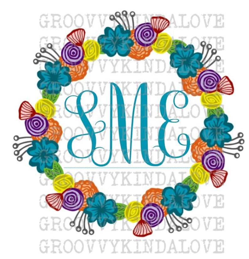 Floral Wreath Monogram Flower Wedding Initials Print Cut Invitations ...