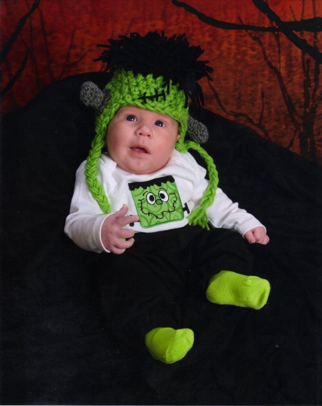 Pattern Frankenstein Crochet Hat Costume Halloween Instructions ...