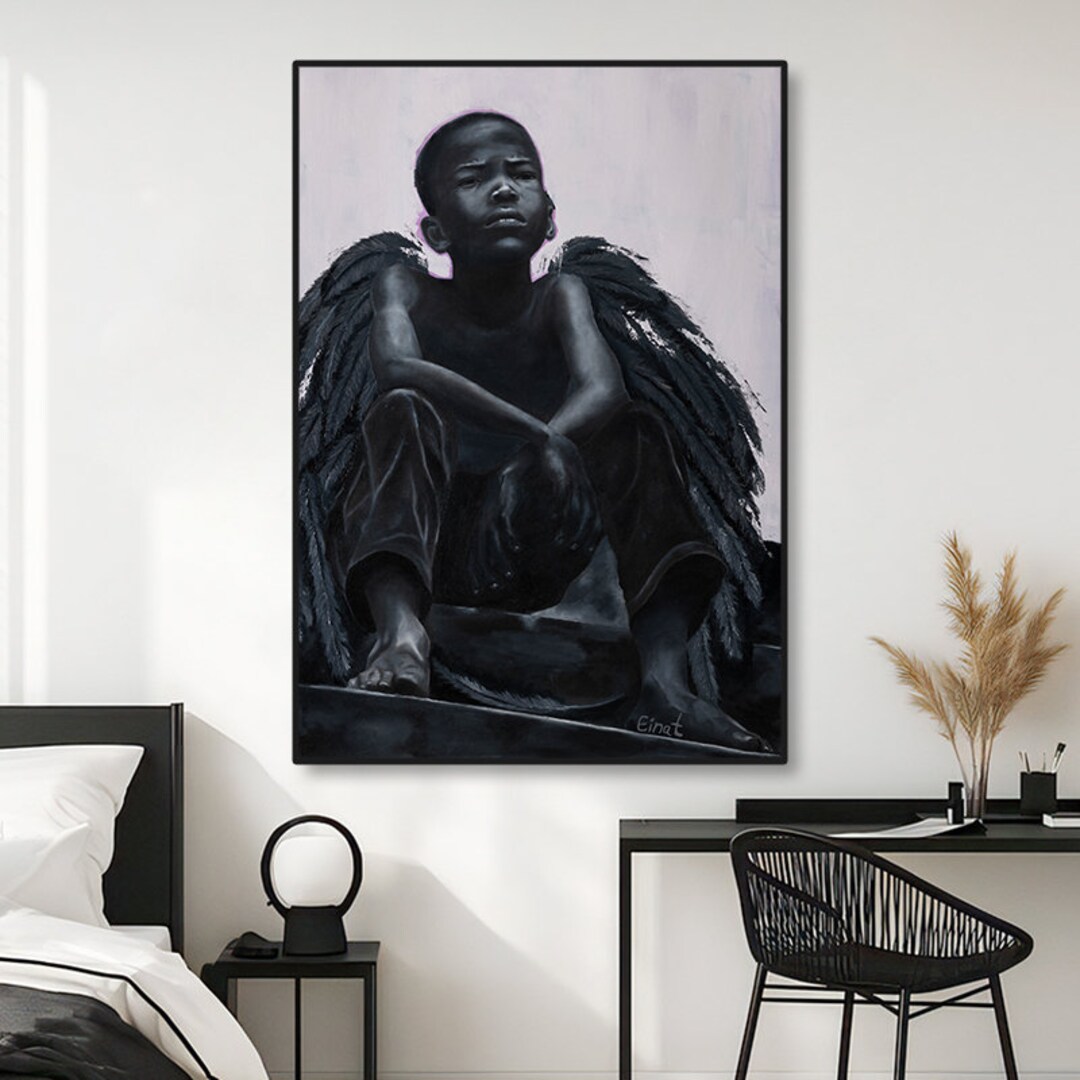 Magical Winged Child Captivating African Angel Artwork - Perfect for ...