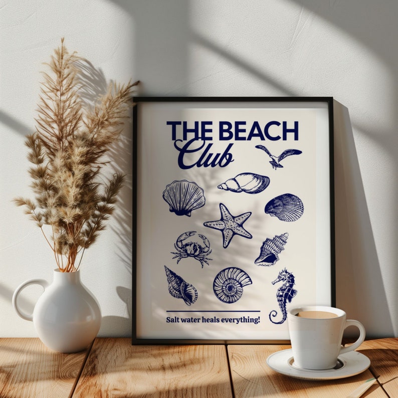 The Beach Club | Salt Water Heals Everything | Digital Printable Wall ...