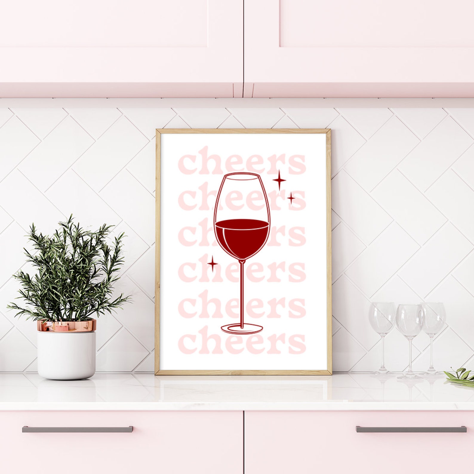Cheers Glass of Wine | Digital Printable Wall Art | Instant Download - Etsy