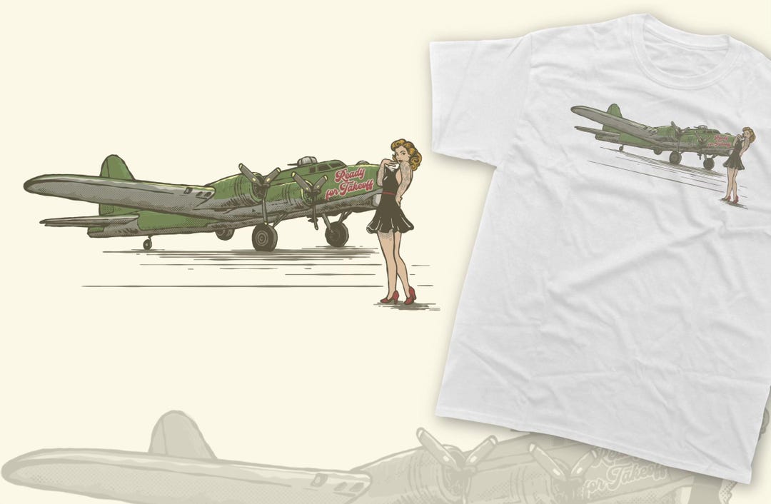 Jetstream ready for Takeoff Pinup Girl B-17 Aviation Graphic Design ...