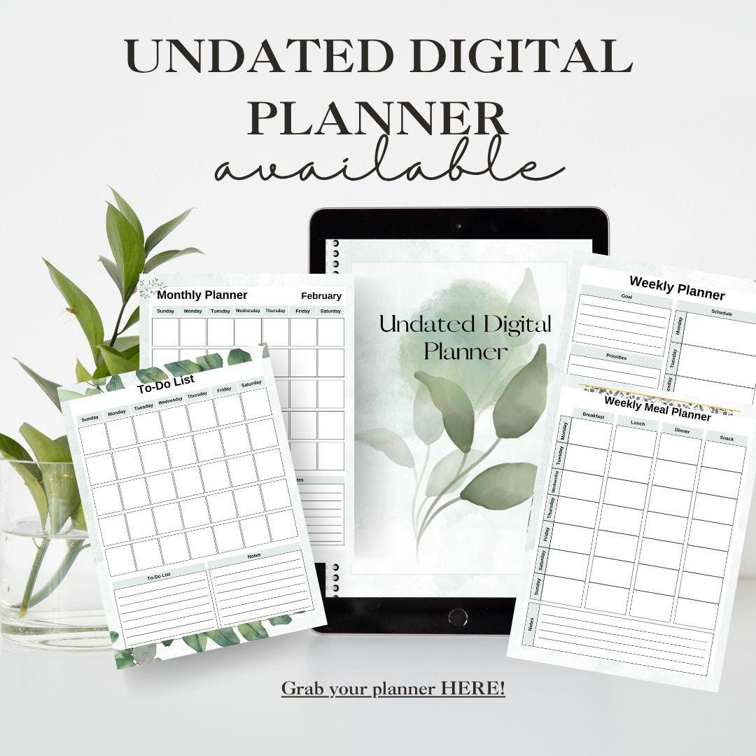 Undated Calendar Planner, Printable Daily, Weekly, and Monthly Planner ...