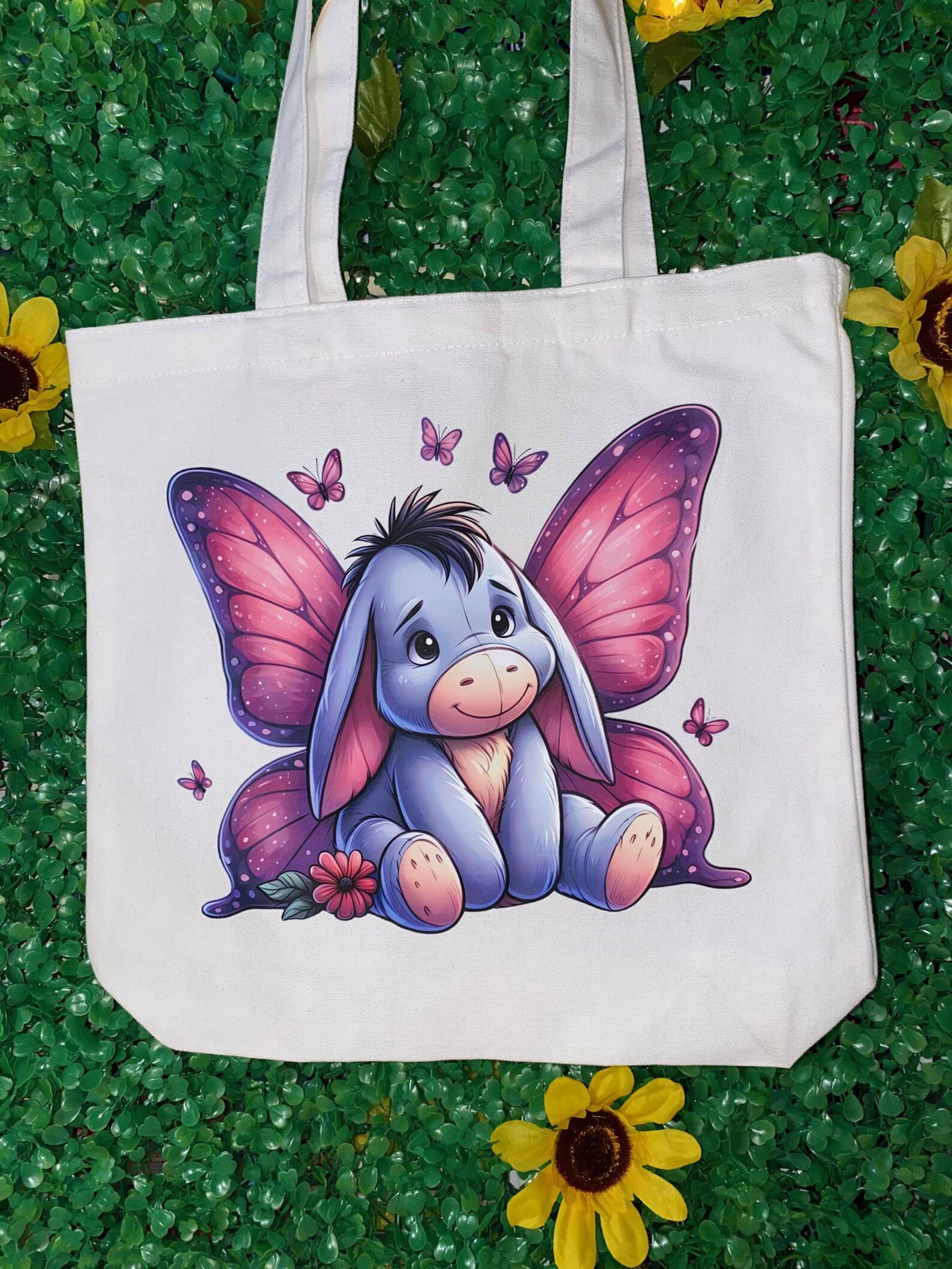 Butterfly Eeyore Tote Bag, Book Bag, Canvas Bag, Cotton Tote Bag, Hand ...