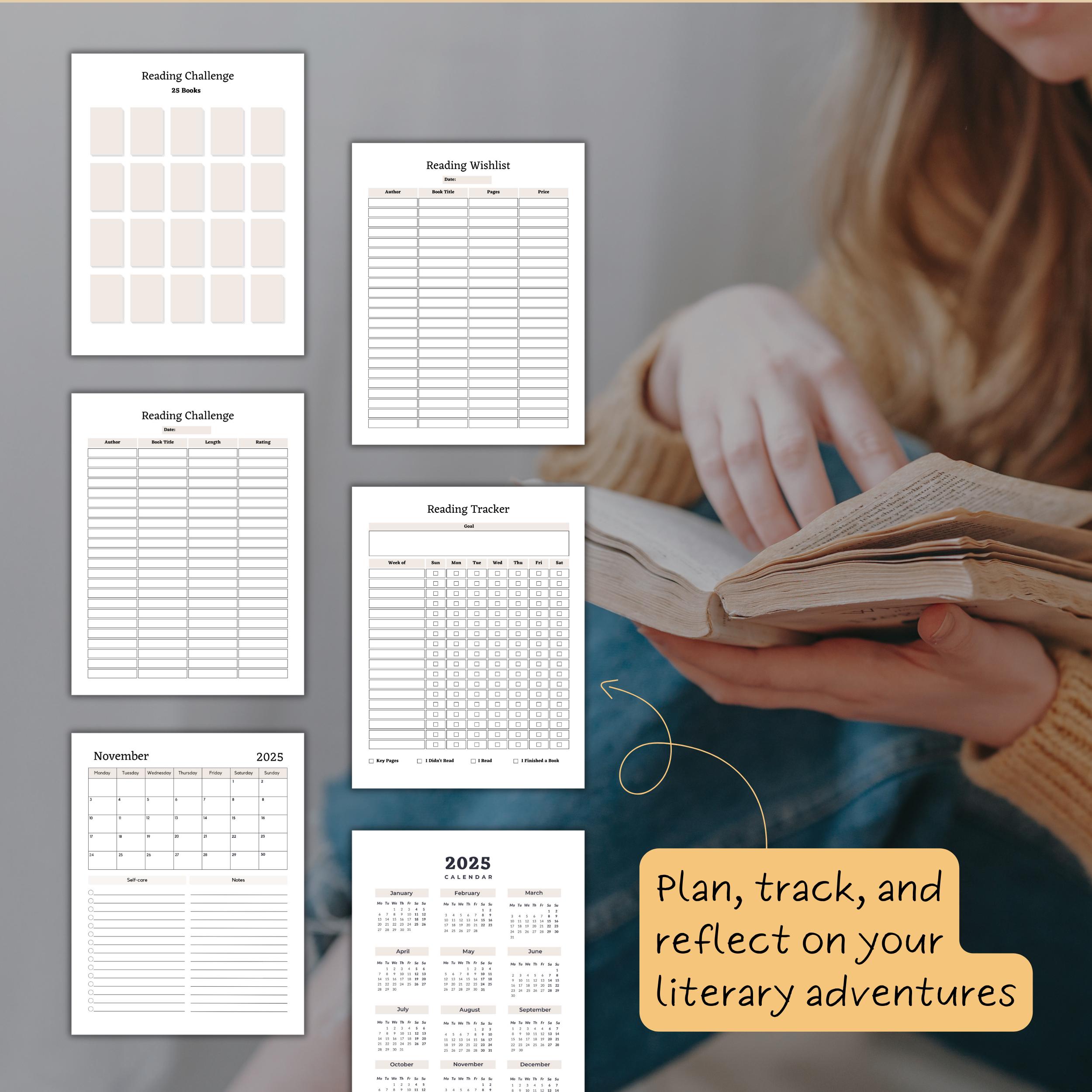 2025 Reading Planner Journal Printable, Printable Book Tracker ...