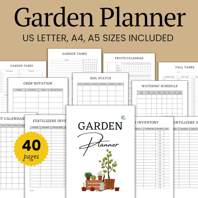 Gardening Planner Printable Pdf,garden Journal,garden Calendar,garden ...
