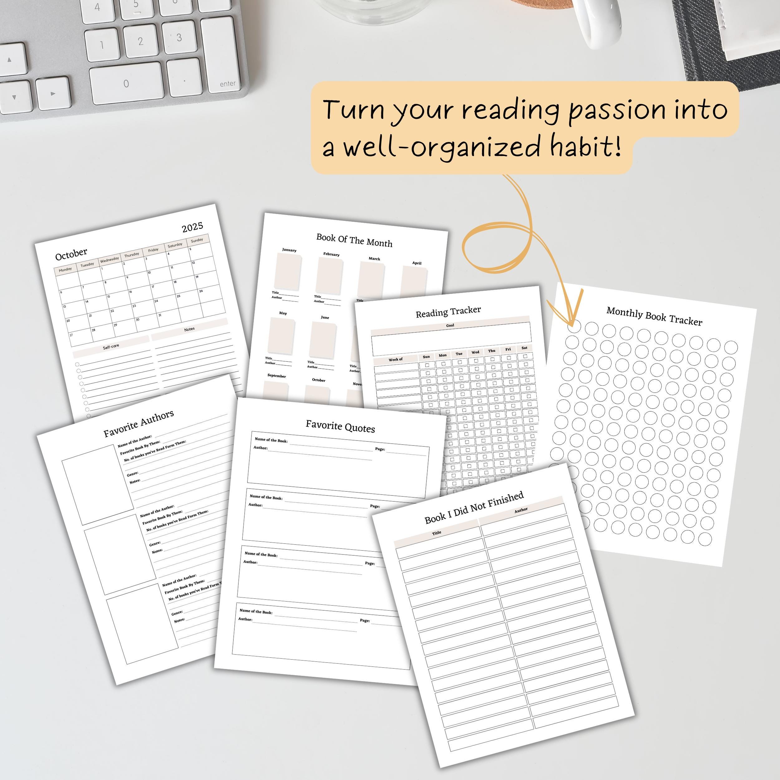 2025 Reading Planner Journal Printable, Printable Book Tracker ...