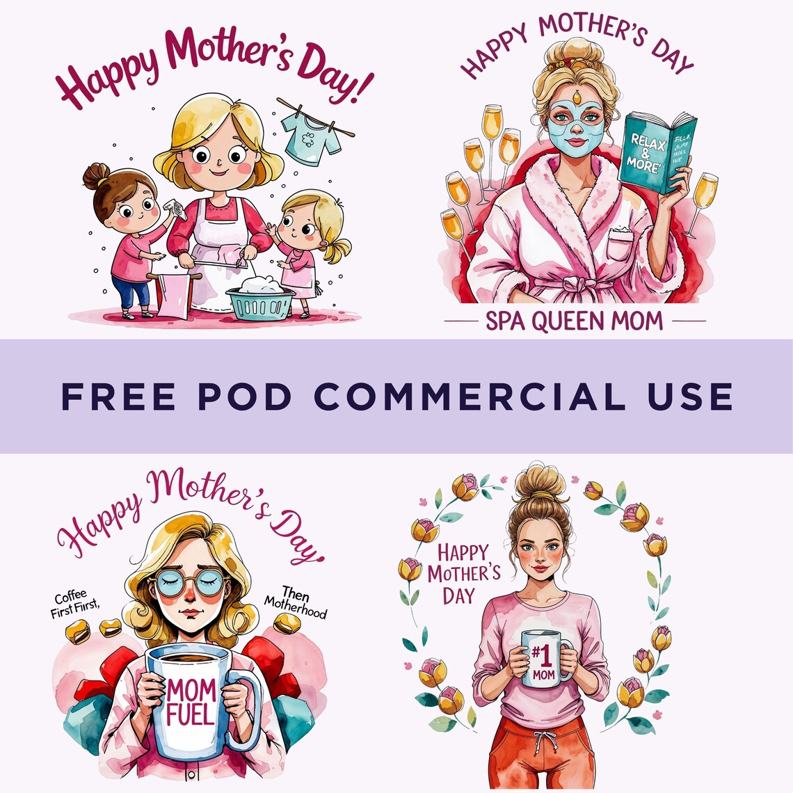 Funny Mom Day for Card Making Sublimation, Watercolor Quirky Motherhood ...