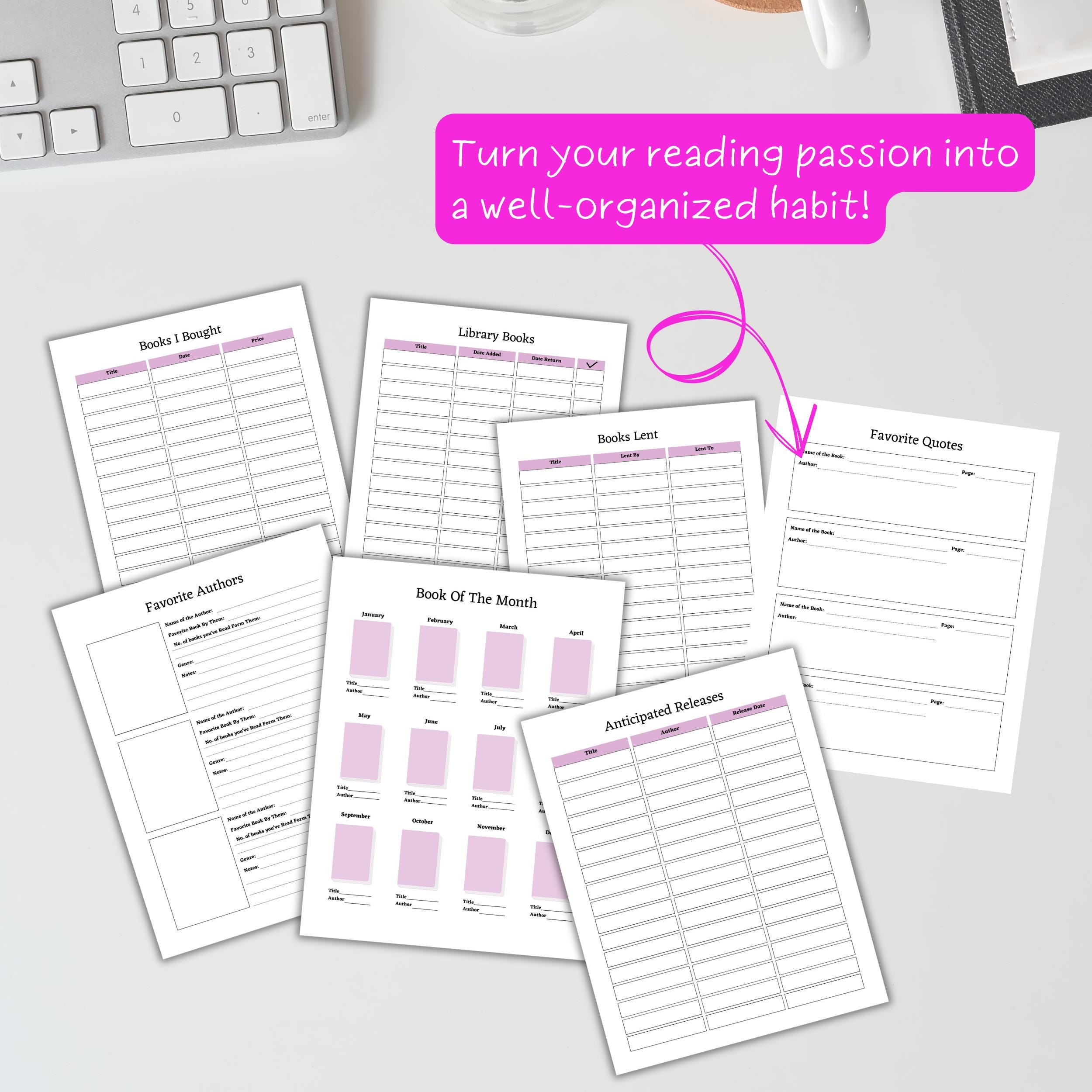 2025 Reading Planner Journal Printable, Printable Book Tracker ...
