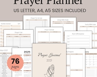 Printable Prayer Journal, Bible Study Journal, Gratitude Workbook ...