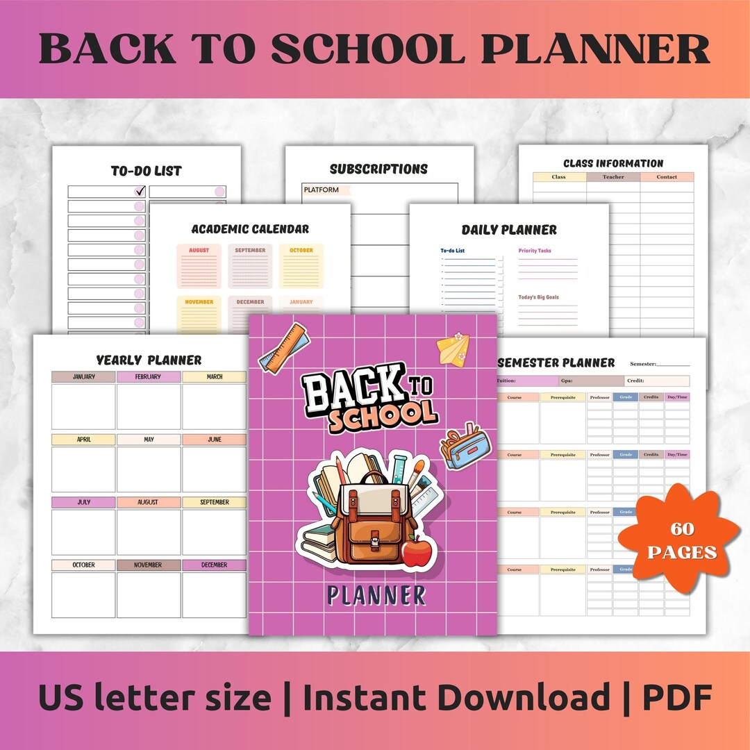 Back to School Planner | School Checklist | Kids Back to School Planner ...