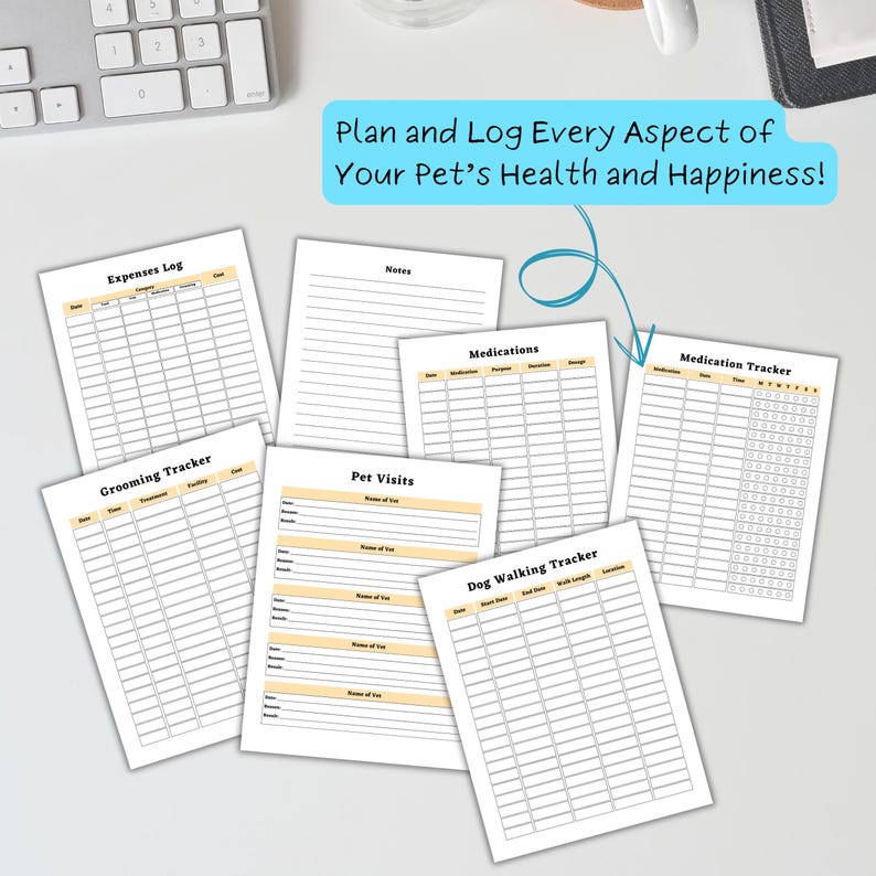 Pet Care Printable Planner, Pet Vaccination Record Book, Pet Sitter ...