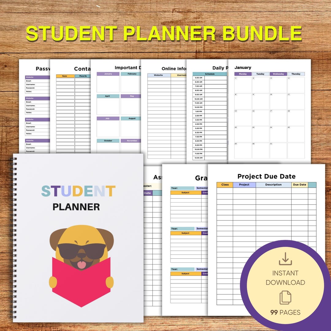 Printable Student Planner 2024-2025 * Academic Planner Bundle ...