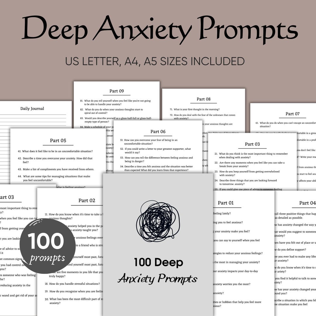 Anxiety Relief Journal: 100 Mental Health Prompts (PDF) - Etsy