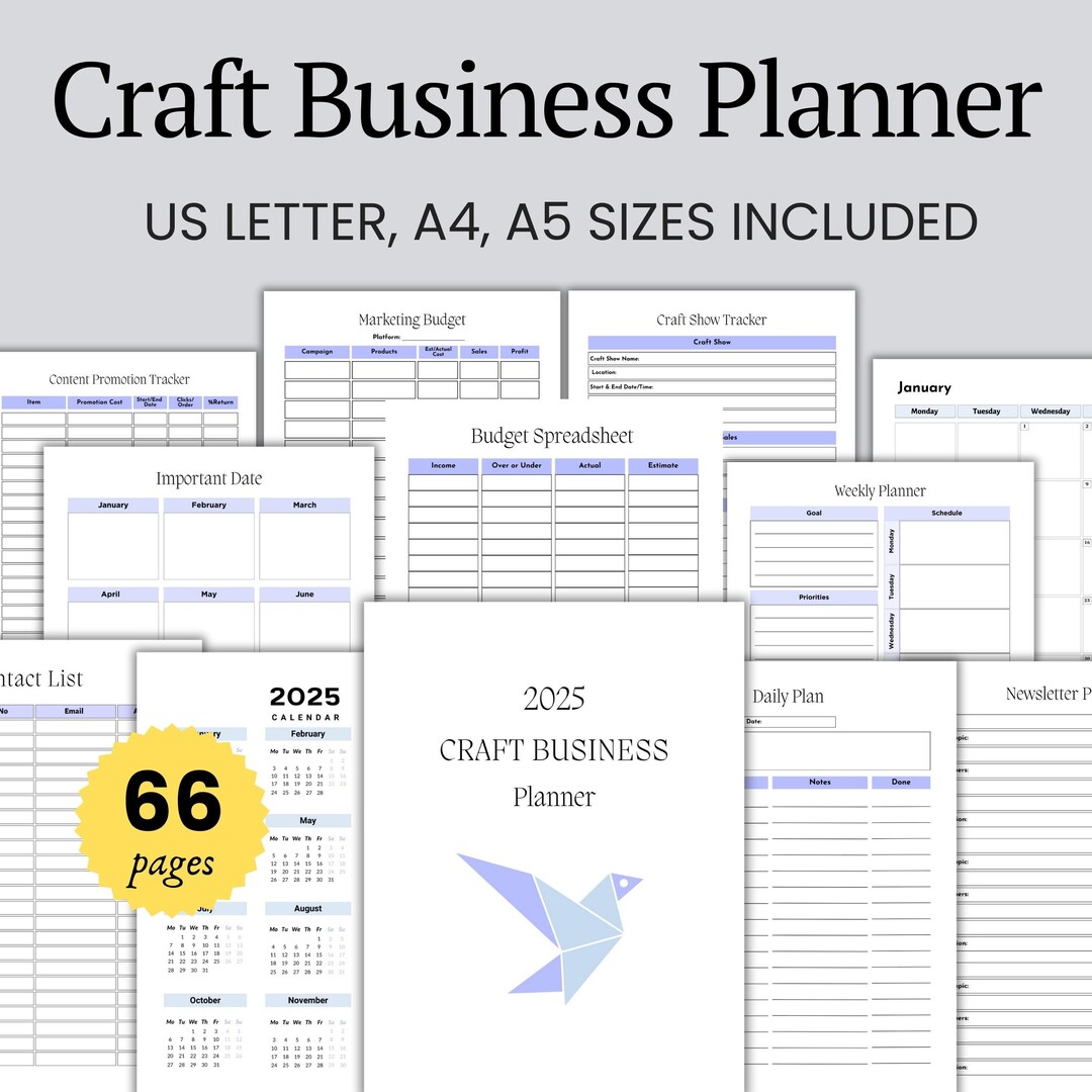 Craft Business Printable Planner, Blue Handmade DIY Business Planner ...