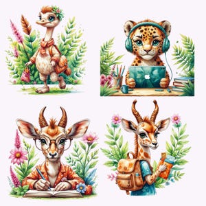 Safari Animals Back to School Clipart: Jungle Classroom Decor (PNG ...