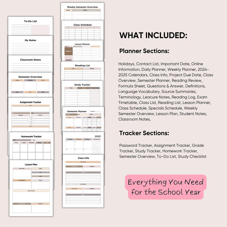 Printable Student Planner 2024-2025 * Academic Planner Bundle ...
