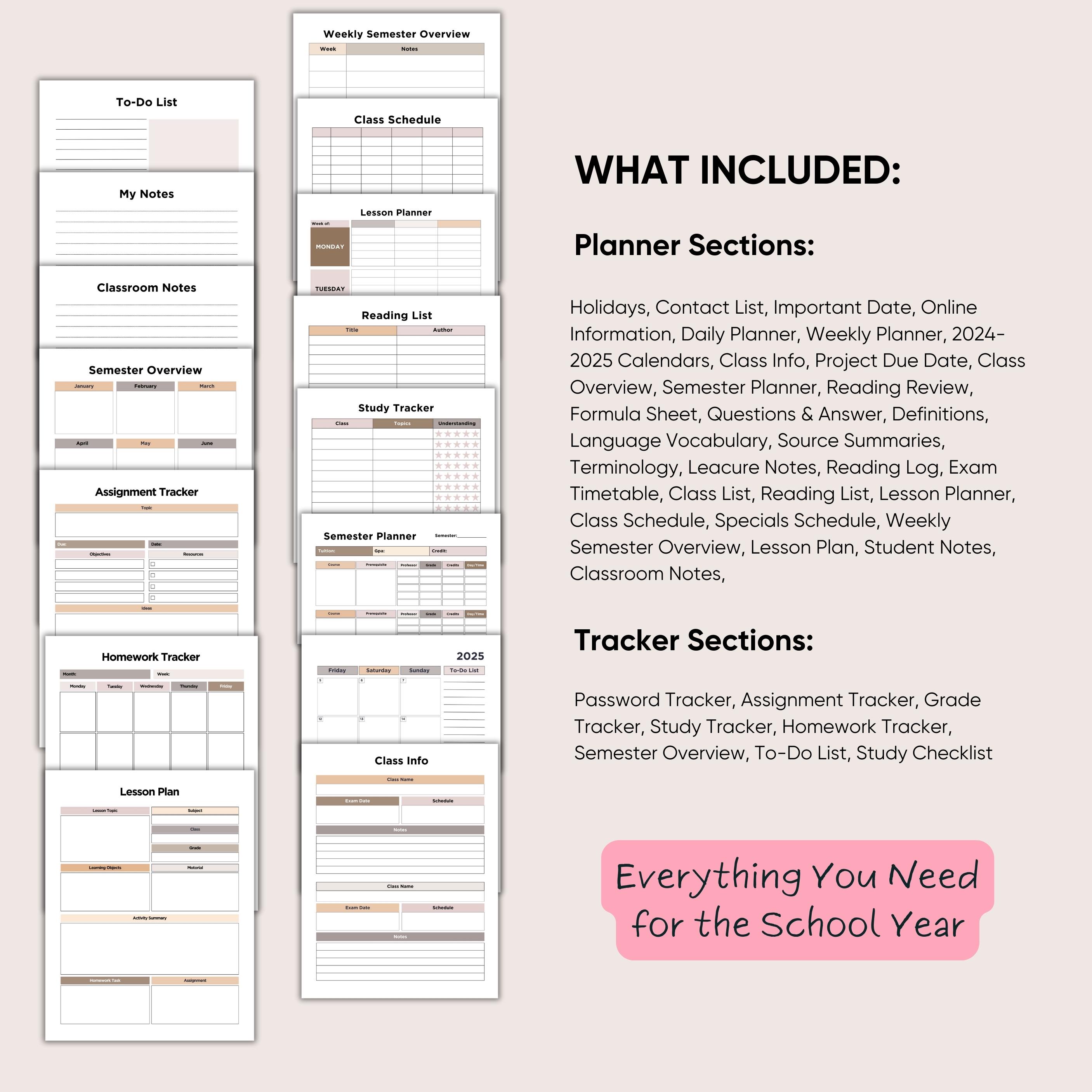 Printable Student Planner 2024-2025 * Academic Planner Bundle ...