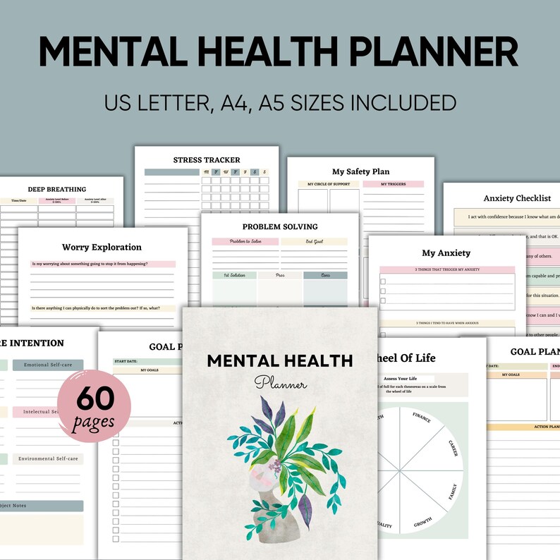Mental Health Planner Printable, Calm Your Mind Journal, Mindfulness ...
