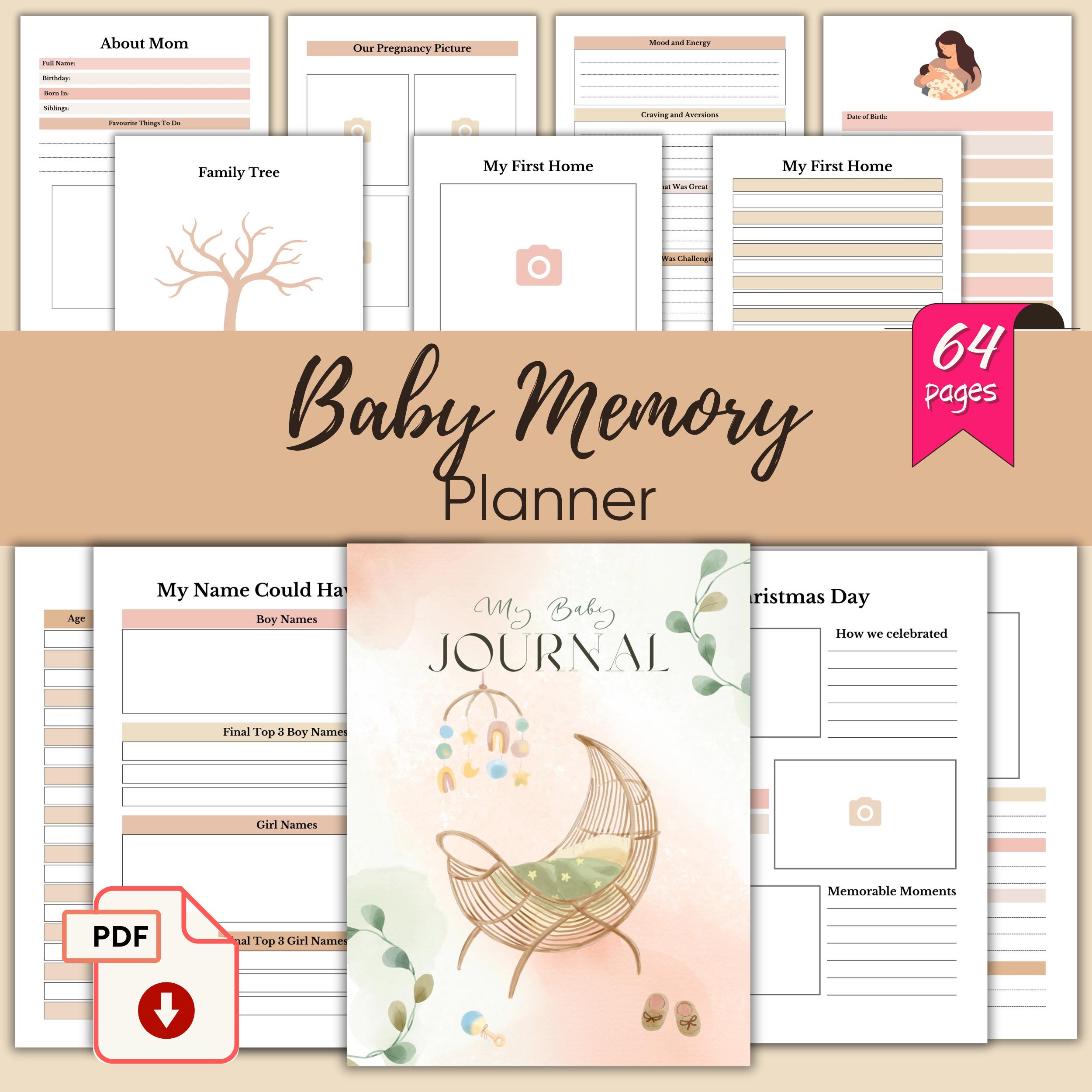 Printable Baby Memory Book 0-12 Month | Baby Girl/boy Gifts | Printable ...