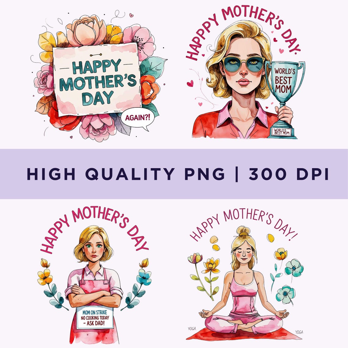 Funny Mom Day for Card Making Sublimation, Watercolor Quirky Motherhood ...