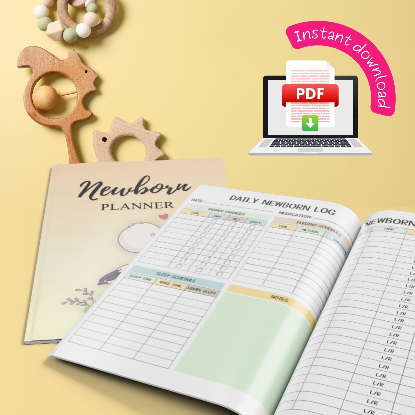 Newborn Planner Printable Baby Tracker Sleep, Feeding Health Log New ...
