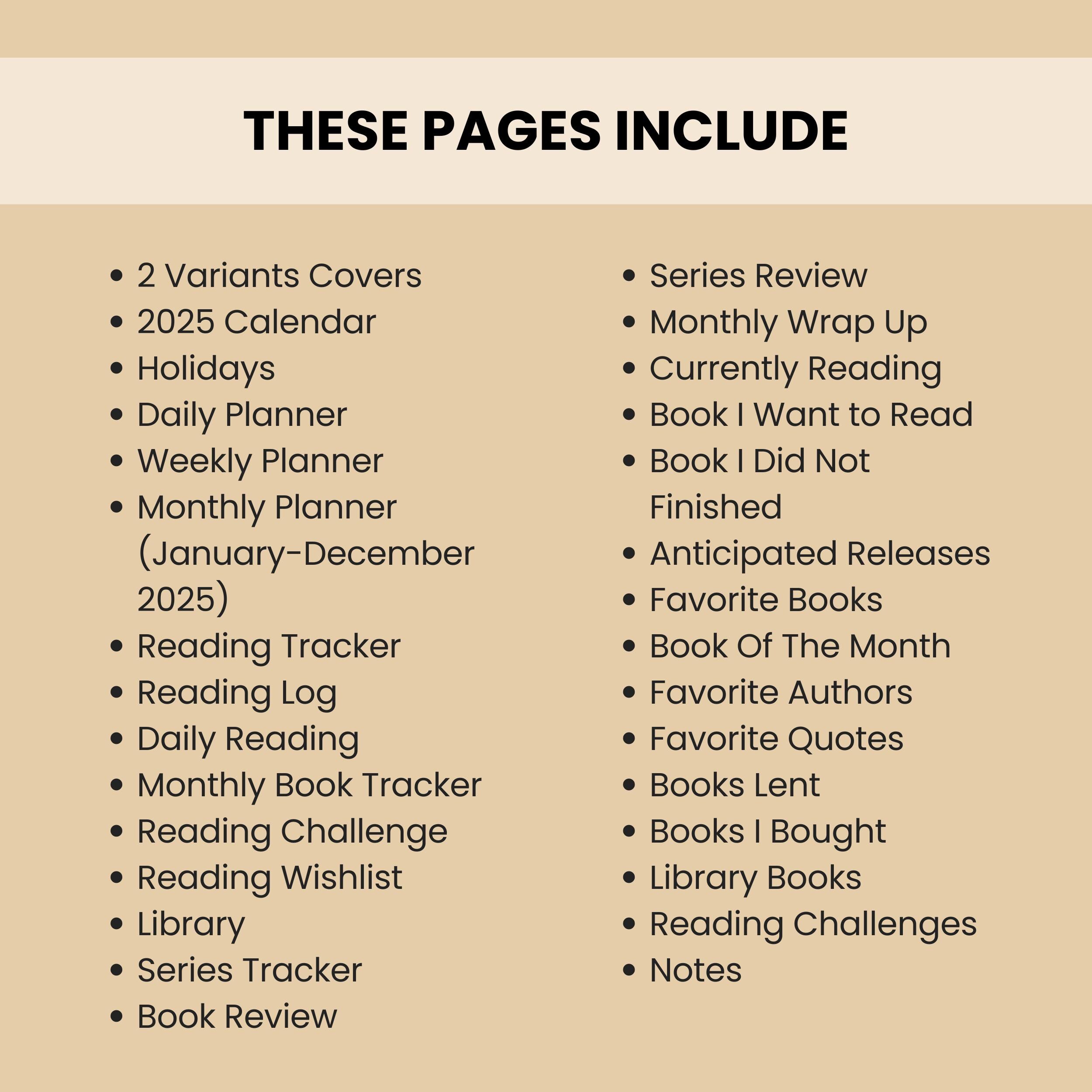 2025 Reading Planner Journal Printable, Printable Book Tracker ...