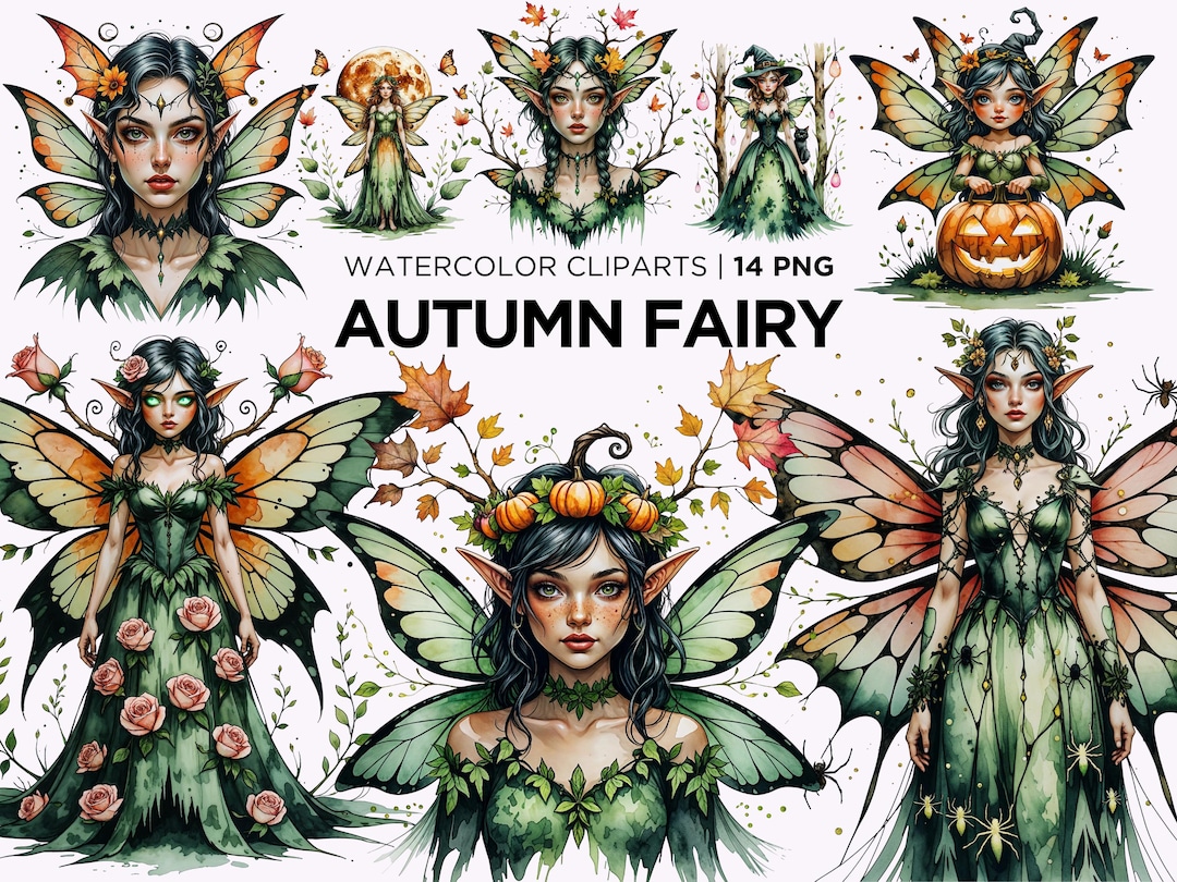 Halloween Fairy Clipart, Autumn Fairycore PNG, Woodland Fantasy ...