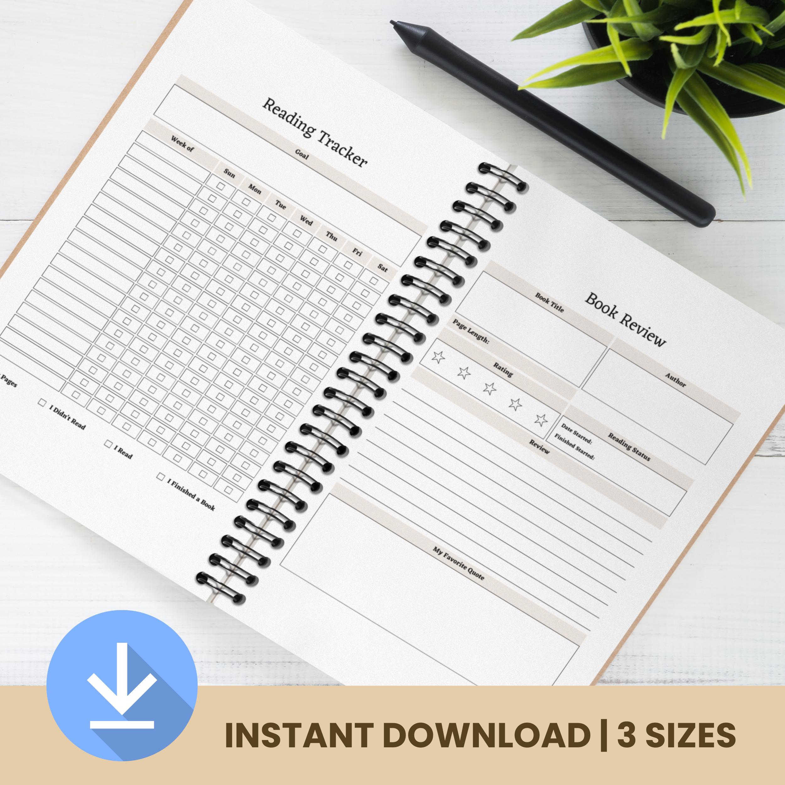 2025 Reading Planner Journal Printable, Printable Book Tracker ...