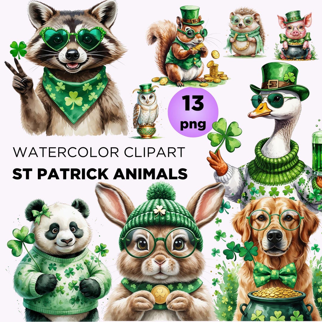 Imágenes prediseñadas de animales de San Patricio para sublimación y ...