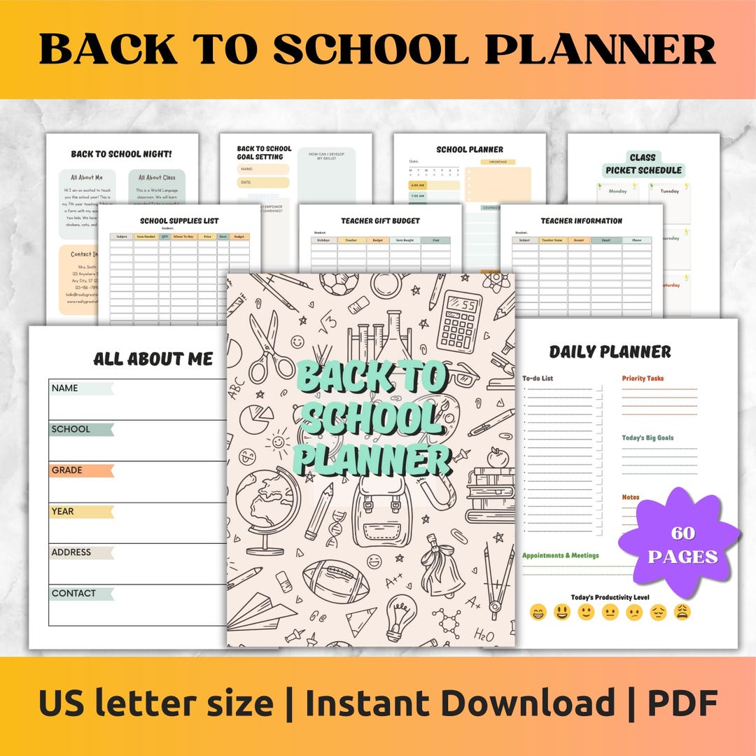 Back to School Planner | School Checklist | Kids Back to School Planner ...