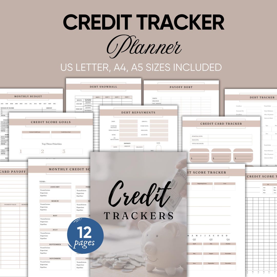 Credit Score Tracker Printable: Debt Snowball, Credit Card Payoff (PDF ...