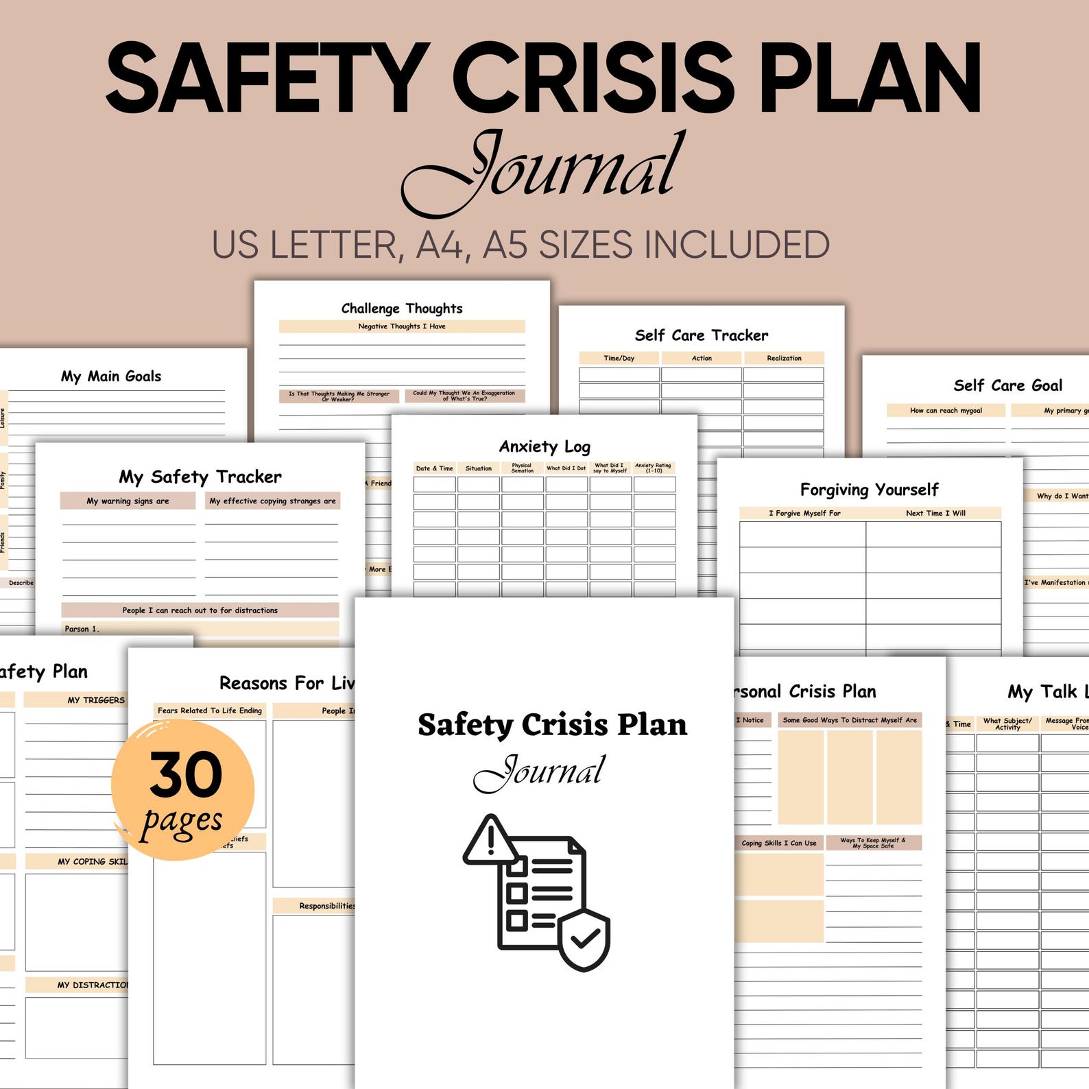 Printable Crisis Safety Plan, Therapist Tools, Therapy Resources, Self ...