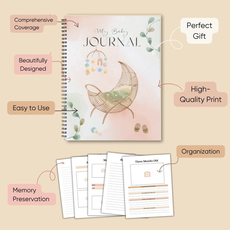 Printable Baby Memory Book 0-12 Month | Baby Girl/boy Gifts | Printable ...