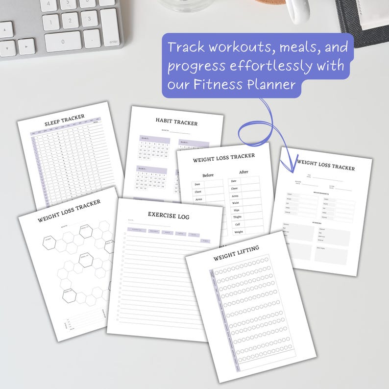 Fitness Planner Printable Bundle, Weight Loss Tracker Printable, Health ...