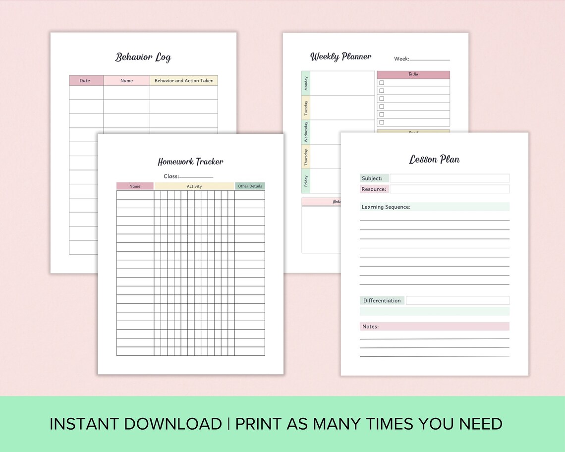 Printable Teacher Planner 2024-2025 * Lesson Preparation Planner ...