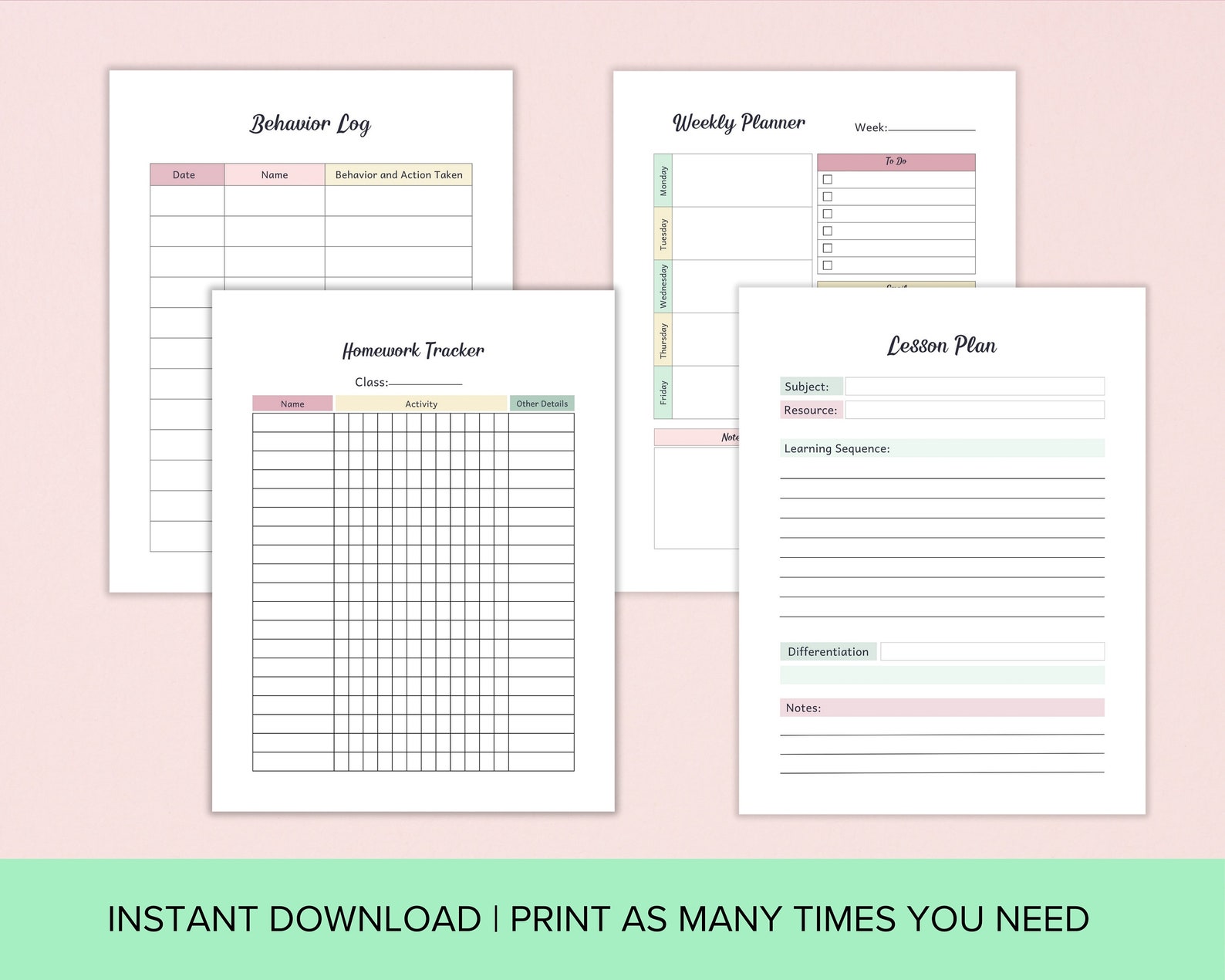 Printable Teacher Planner 2024-2025 * Lesson Preparation Planner ...