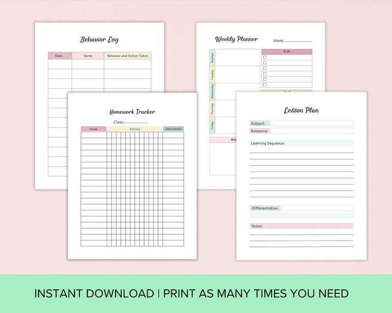 Printable Teacher Planner 2024-2025 * Lesson Preparation Planner ...