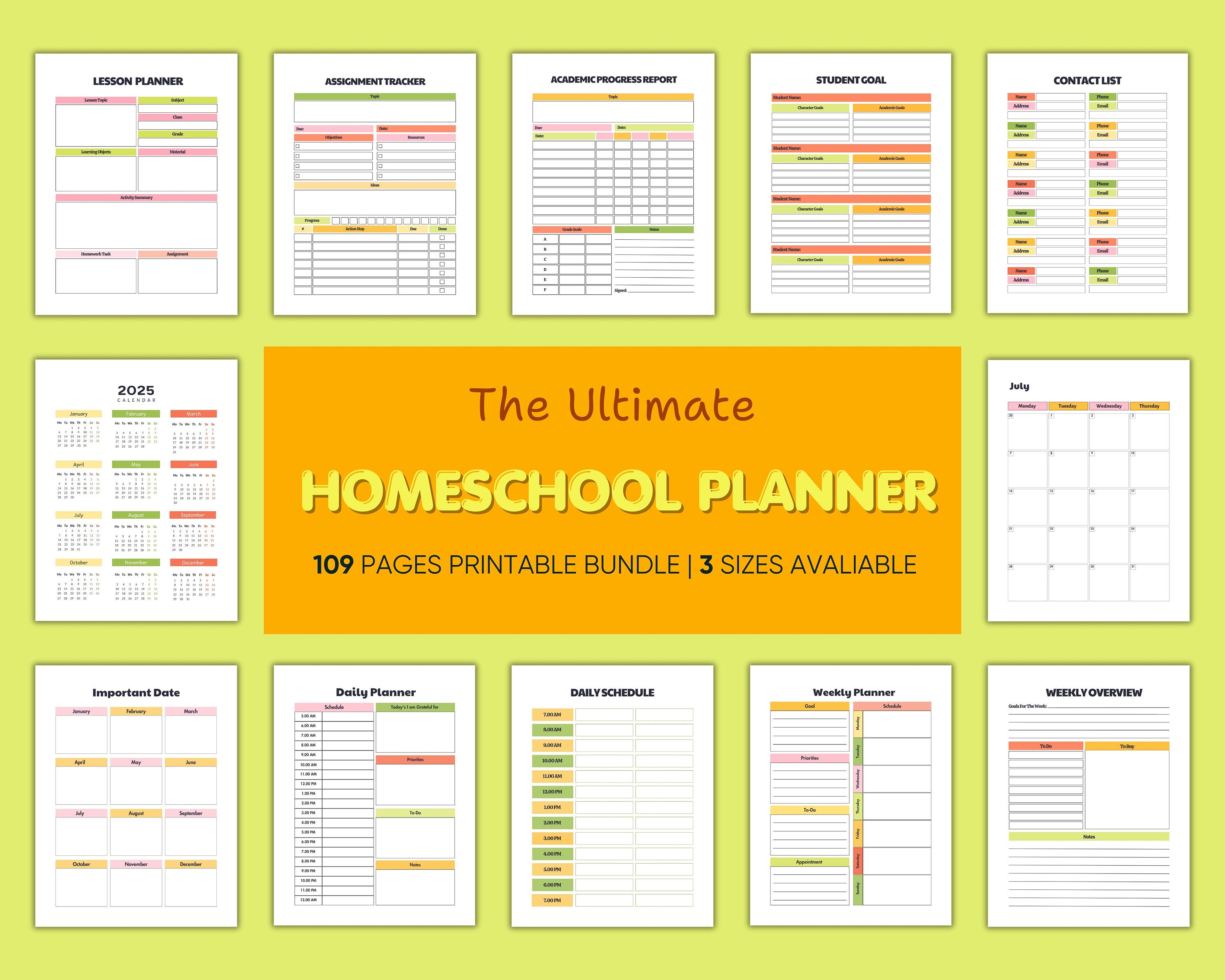 2024-2025 Homeschool Planner Printable PDF Homeschool Lesson Planner ...