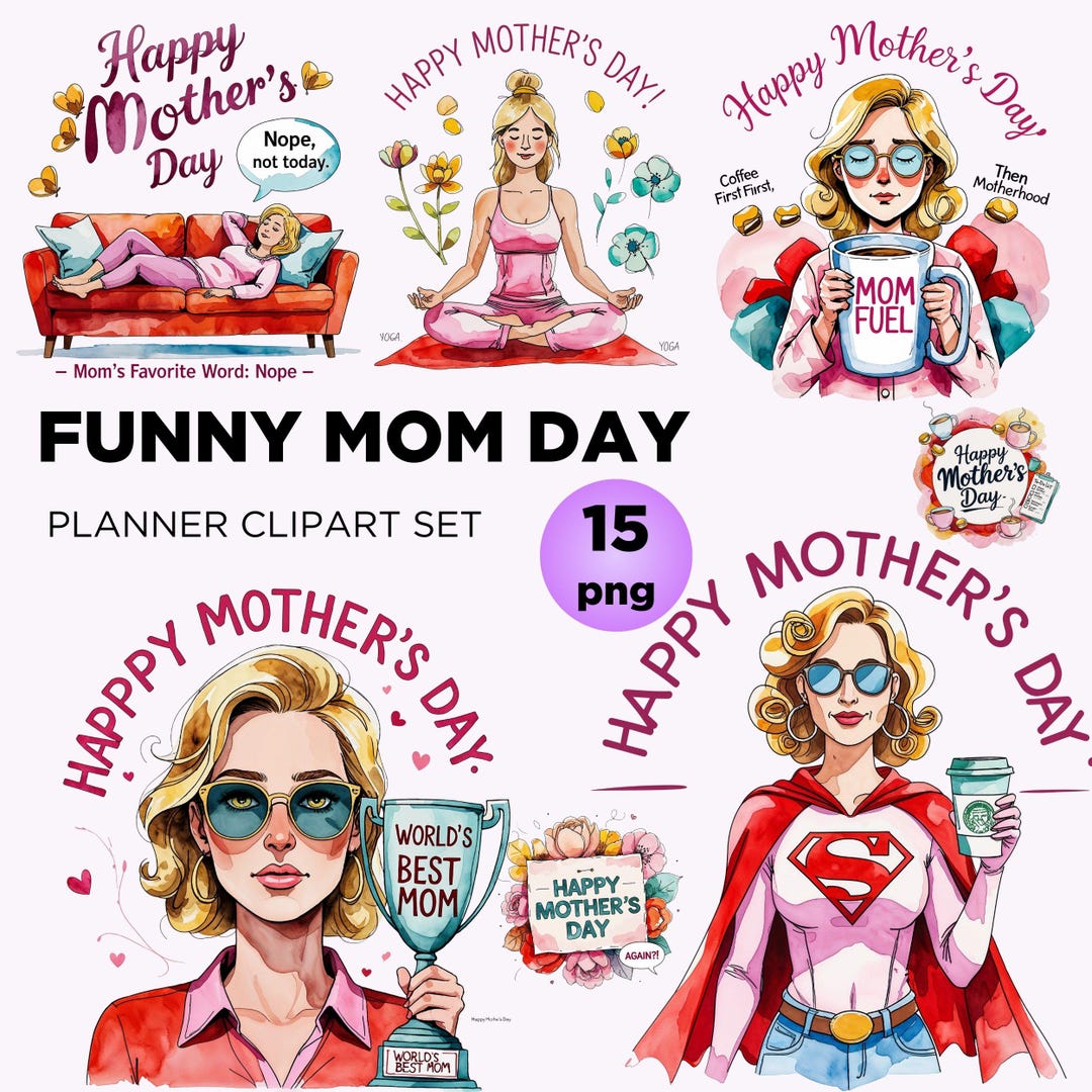 Funny Mom Day for Card Making Sublimation, Watercolor Quirky Motherhood ...